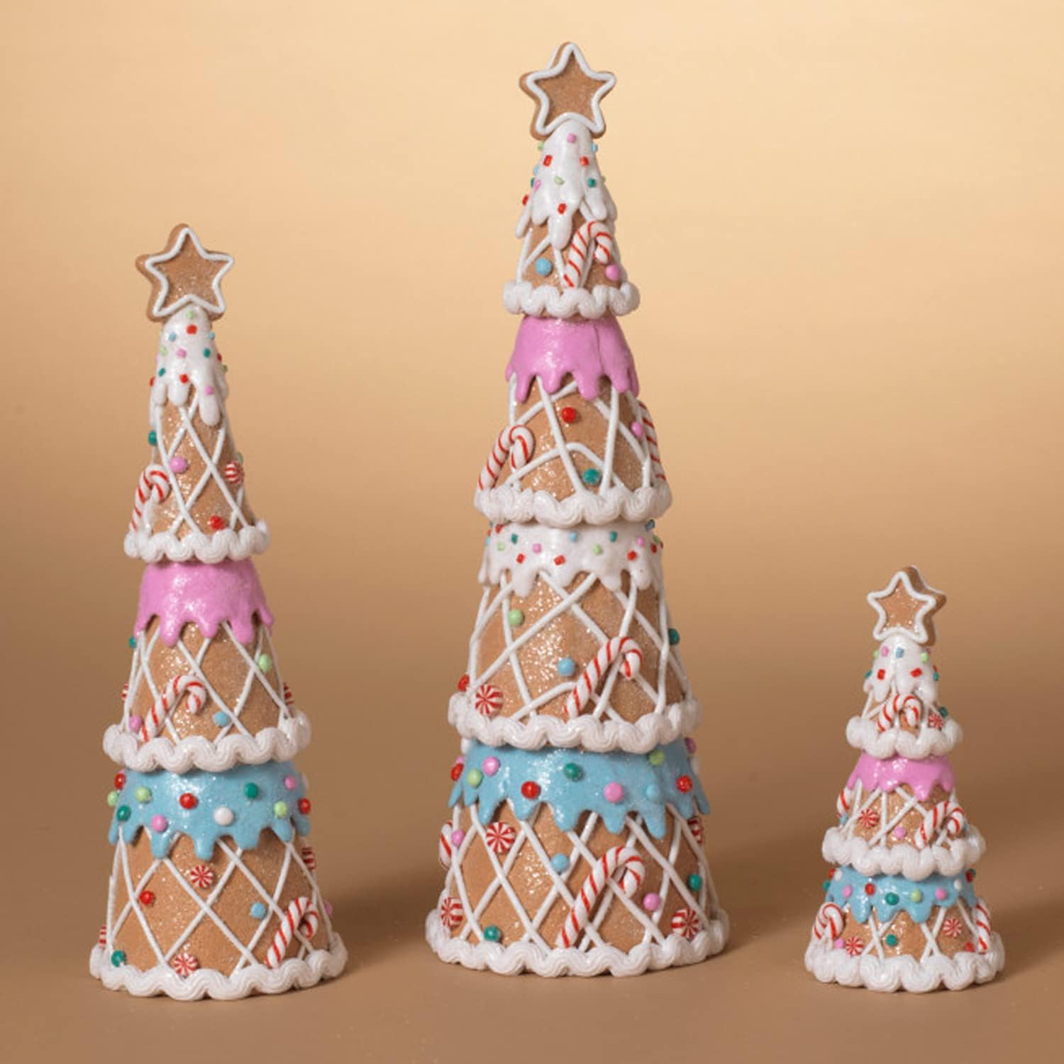 Amazon.com: One Holiday Way Set of 3 Pastel Faux Gingerbread Christmas ...