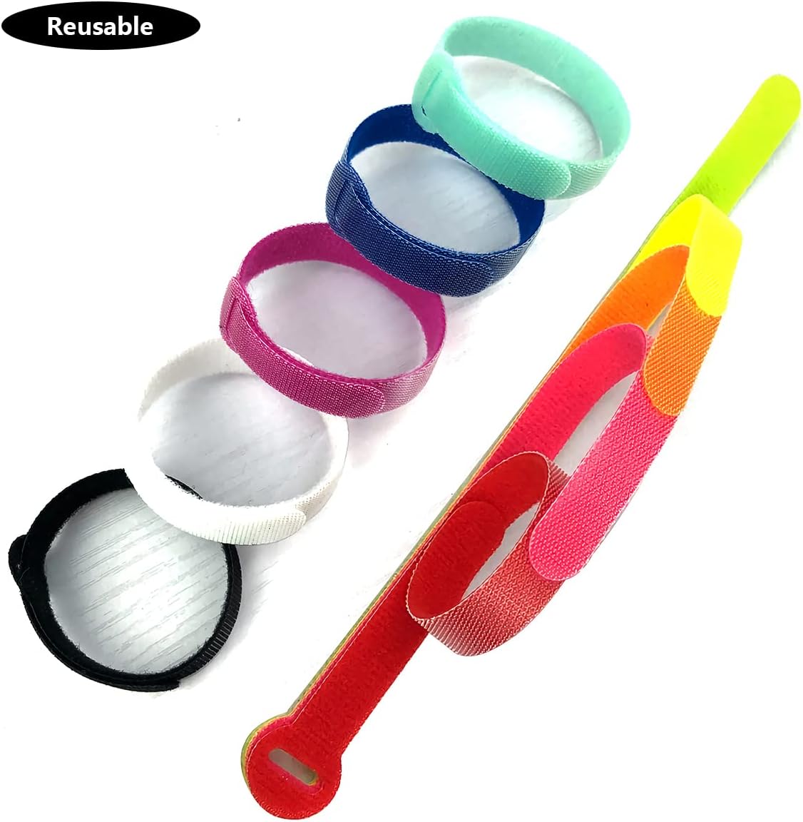 Oksdown 40 Pack 10 Color Reusable Cable Ties Multi Color Releasable ...