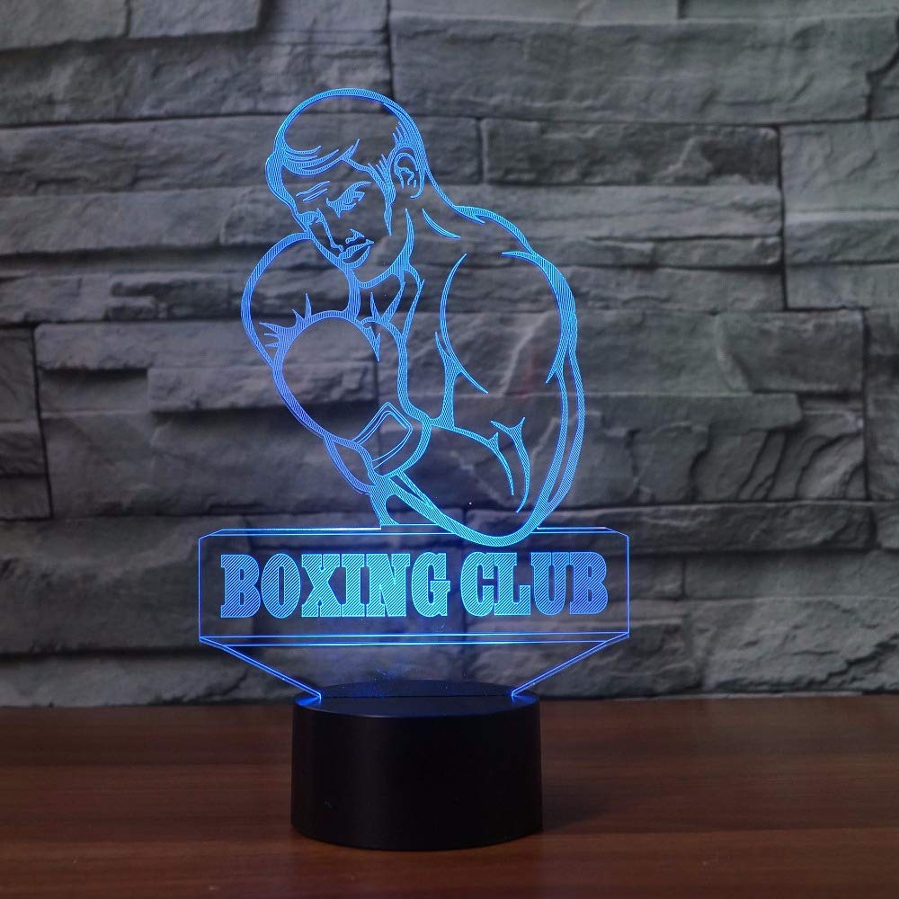 SUPERIORVZND 3D Visual Boxing Man LED Night Light Touch Table Desk ...