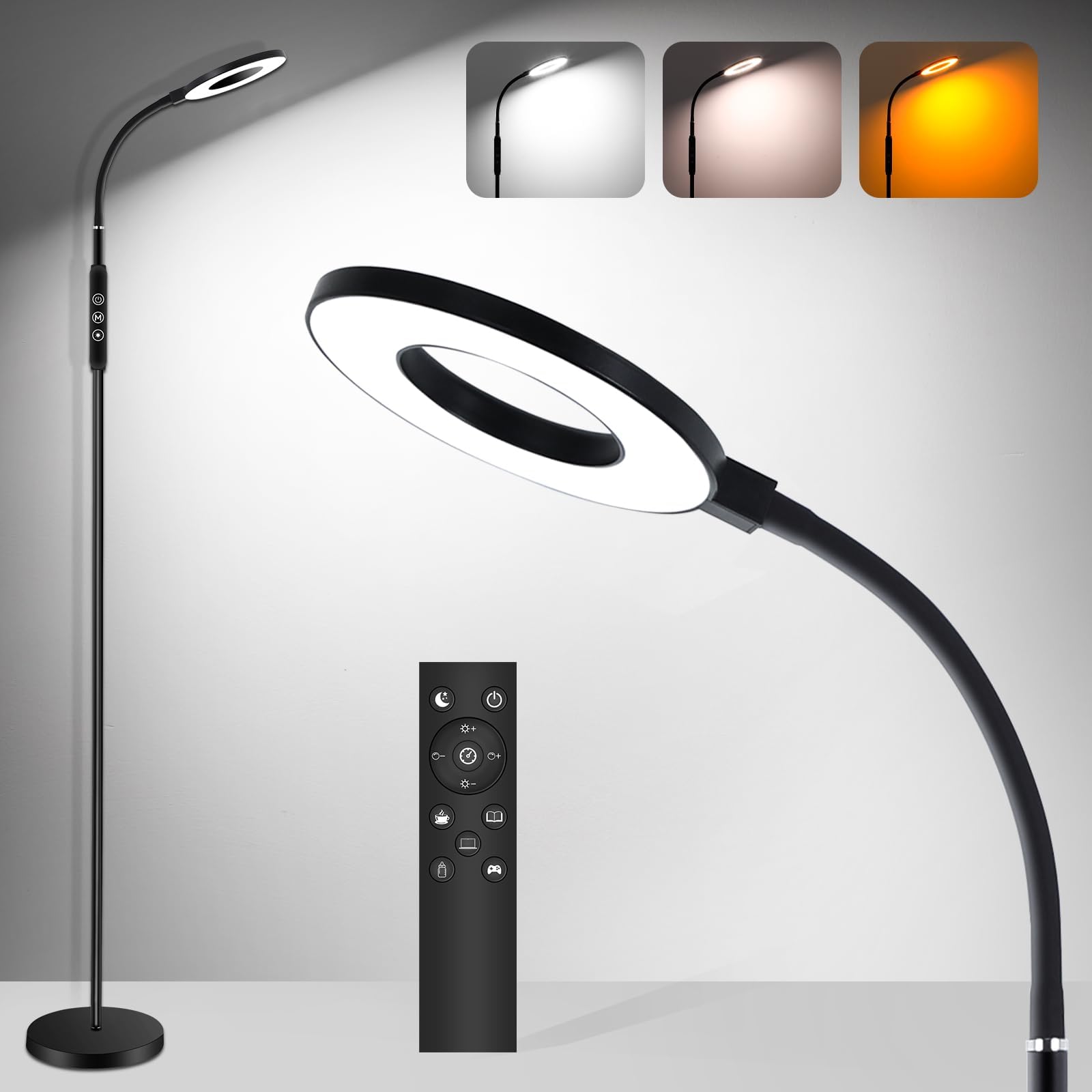 IEGLED LED Stehlampe Dimmbar, Stehlampe Wohnzimmer mit Fernbedienung ...