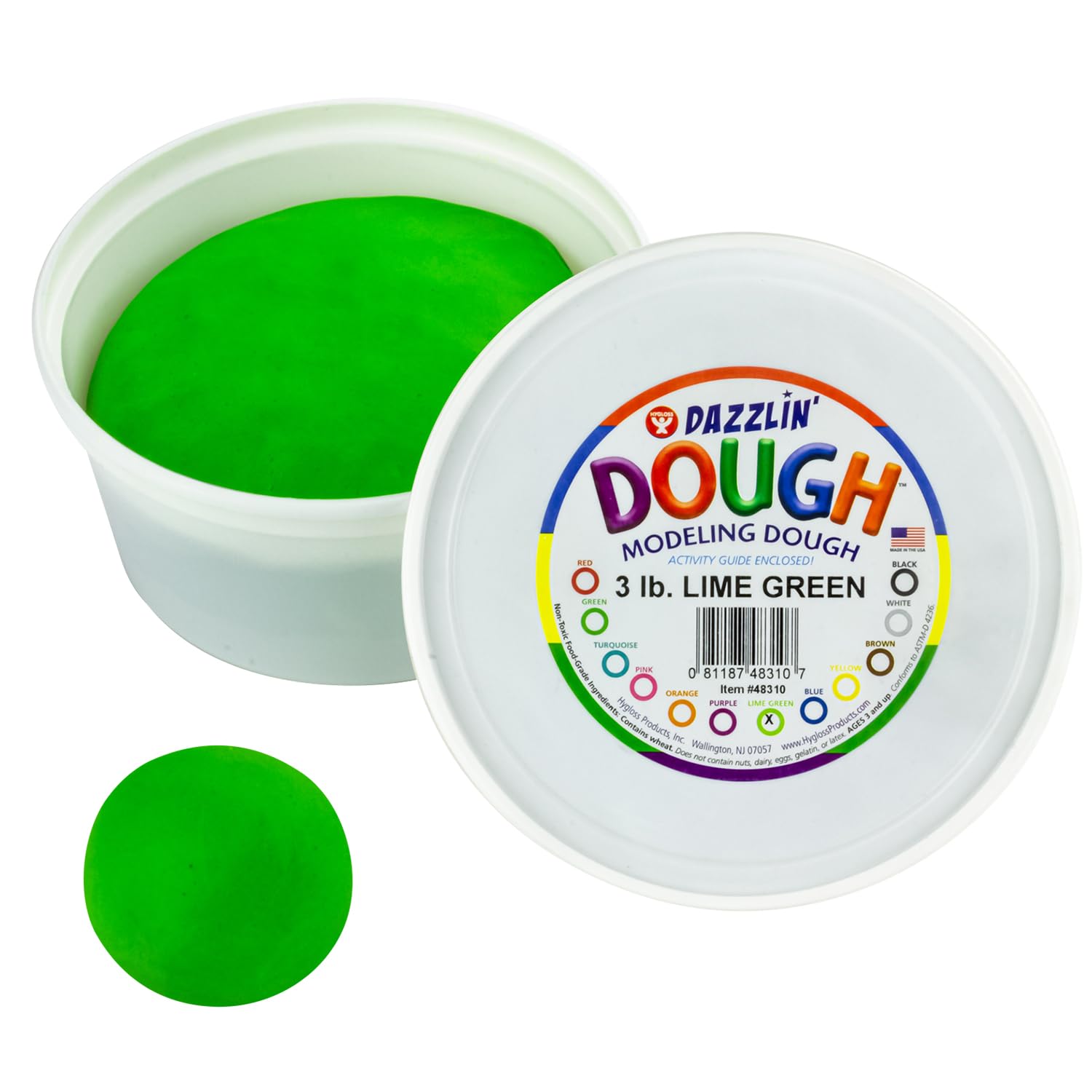 Amazon.com: Hygloss Play Modeling Dough - Lime Green Dough Unscented ...