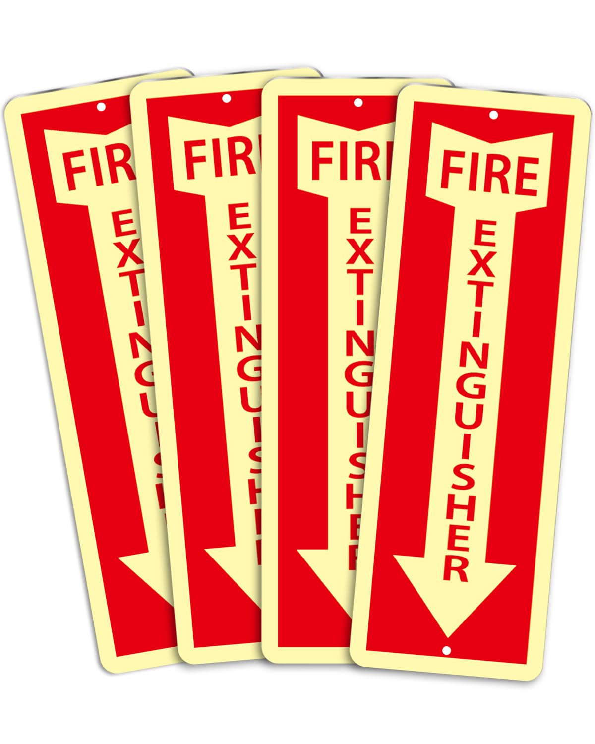 SWEETAPRIL 4-Pack Fire Extinguisher Signs - Rust-Free Aluminum - 4x12 ...