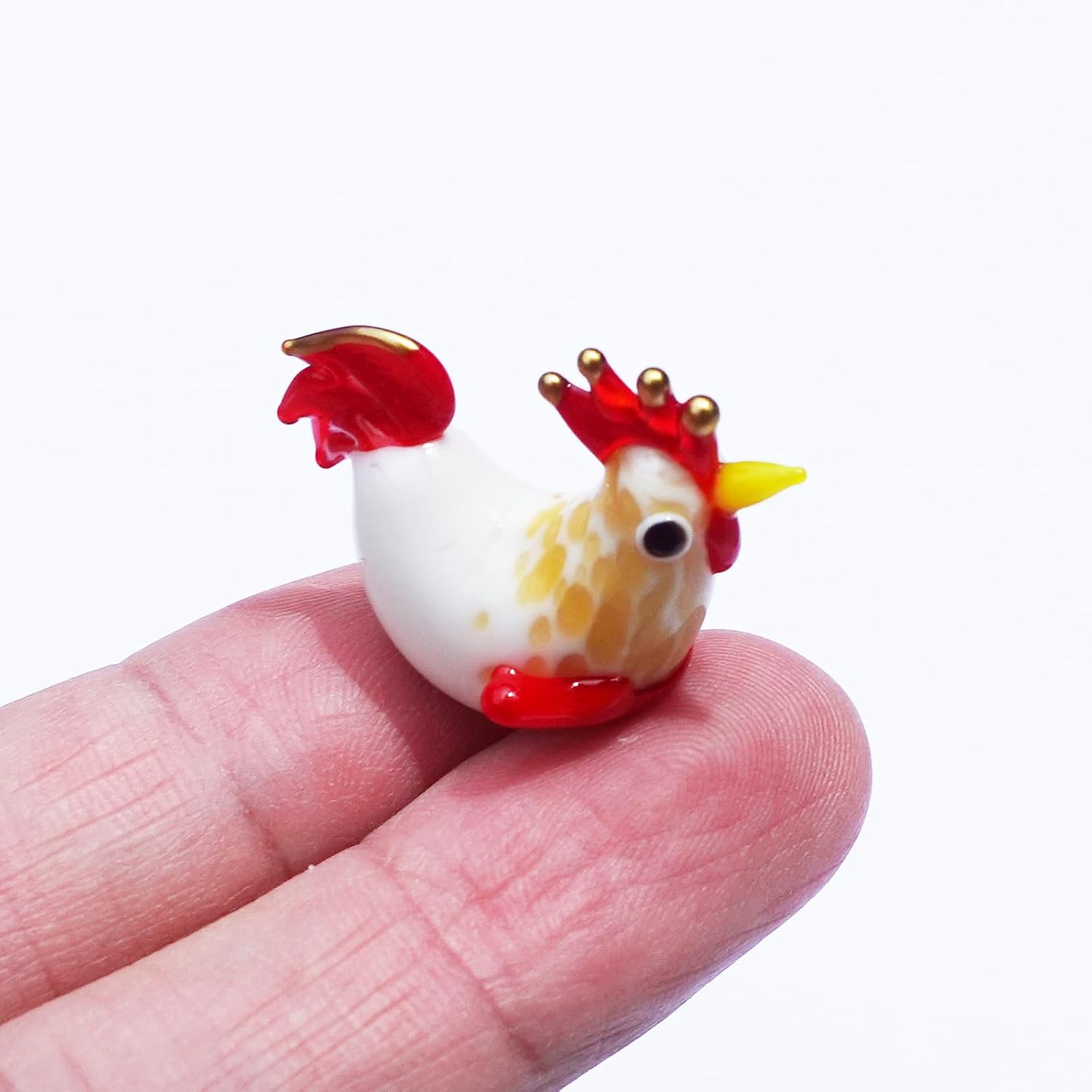 Amazon.com: SSJSHOP Chicken White Blown Glass Micro Tiny Dollhouse ...