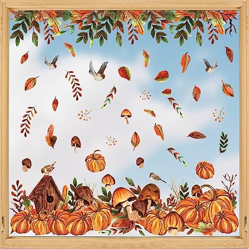 Amazon.com: Whaline 9 Sheets Fall Thanksgiving Window Cling Bird ...