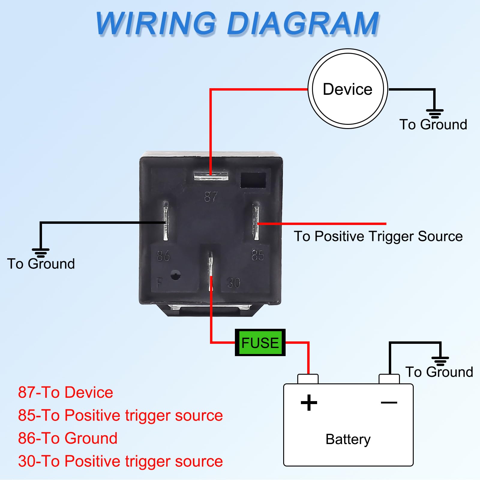 Snapklik.com : 8 Pack JD1912 Car Relay Harness Set 12V 40A SPST 12AWG ...