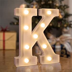 QEOCP Light Up Letter K, LED Marquee Sign 26 Letters and 10 Numbers ...