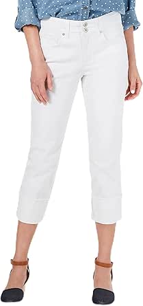 Style & Co. Women's Petite High Rise Cuffed Capris Bright White at ...