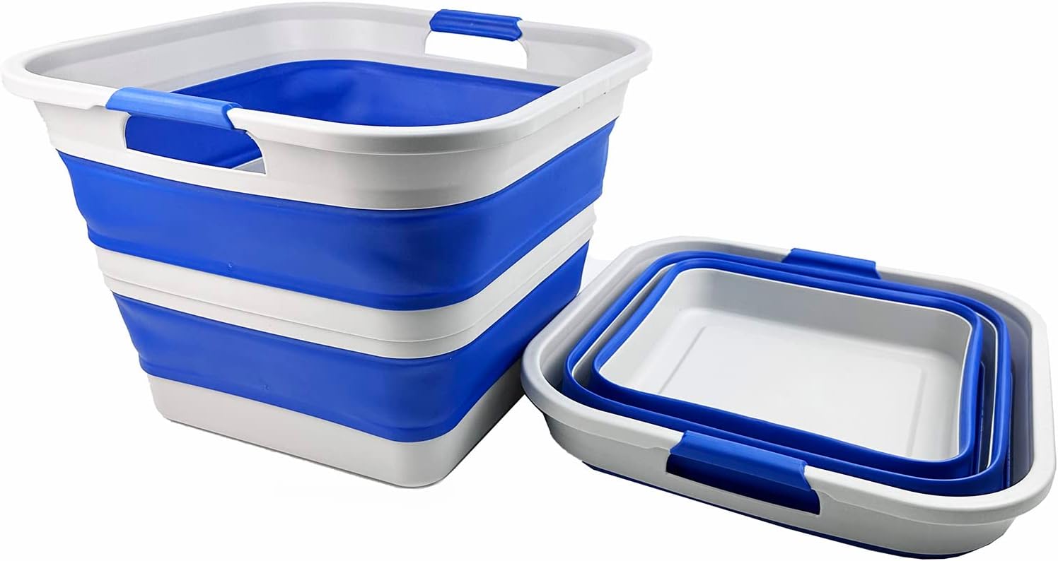 SAMMART Cesta plegable de plástico de 35 L para la lavandería, tina ...