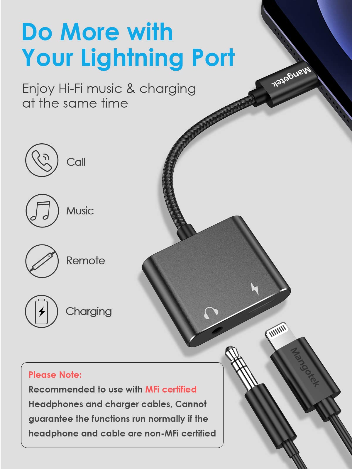 Snapklik.com : Lightning Auxiliary Splitter, MFi Certified, Supports Hi ...