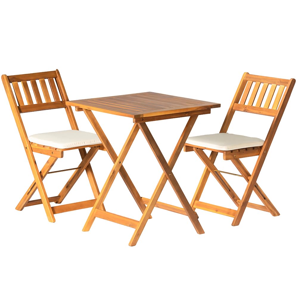 Amazon.com: Panana 3PCS Patio Bistro Set Acacia Wood Folding Table ...