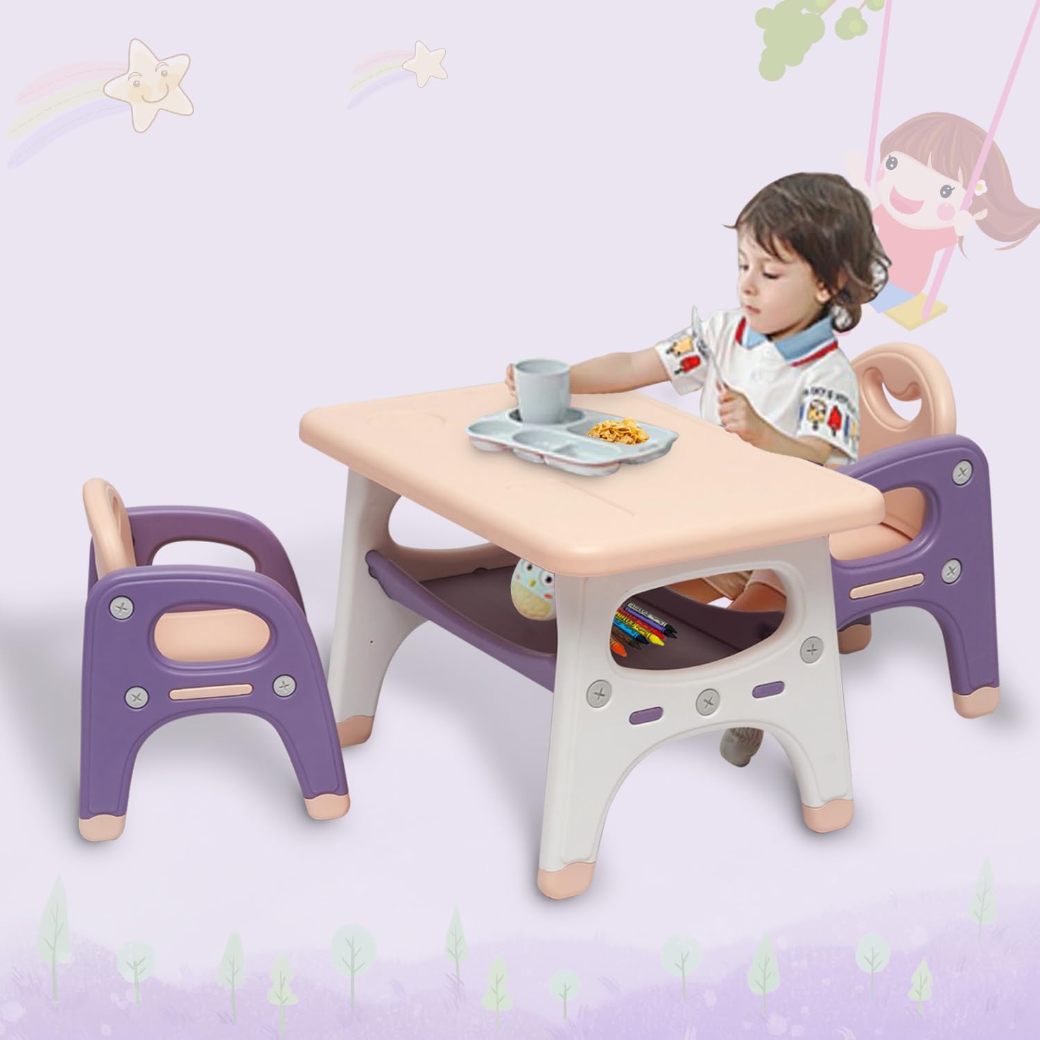 Amazon.com: WHY TOYS Kids Table and Chair Set The Table Can Be Graffiti ...