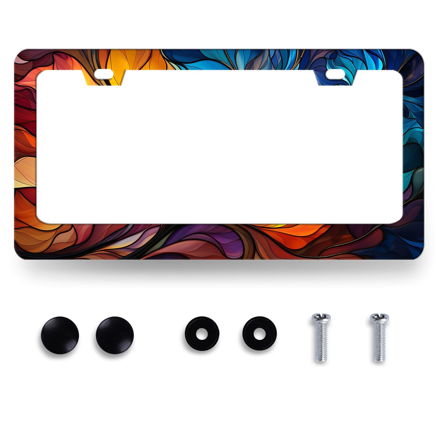 Amazon.com: Abstract Leaf License Plate Frame Beautiful Leaves Floral ...