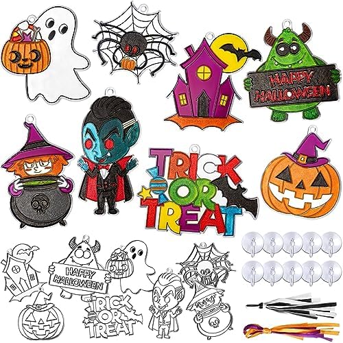 Tenare 16 Sets Halloween Suncatcher Art Craft Kit DIY Suncatchers ...