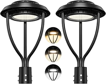 2 Pack Outdoor Post Lights 80W, IP65 LED Post Top Light with Dusk to ...
