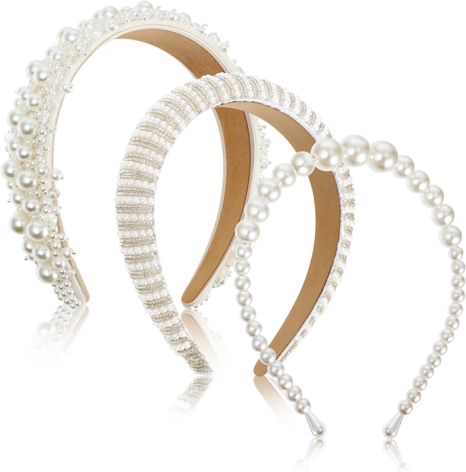 Amazon.com : Hoteam 3 Pcs Pearl Headbands for Women White Faux Pearl ...