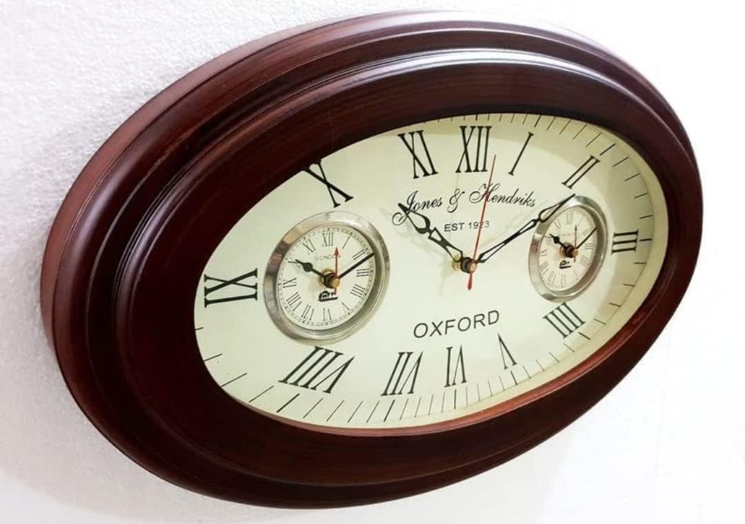 Buy Wooden Wall Clock, World Time Clock, Wall Decor, Three Time Zones ...