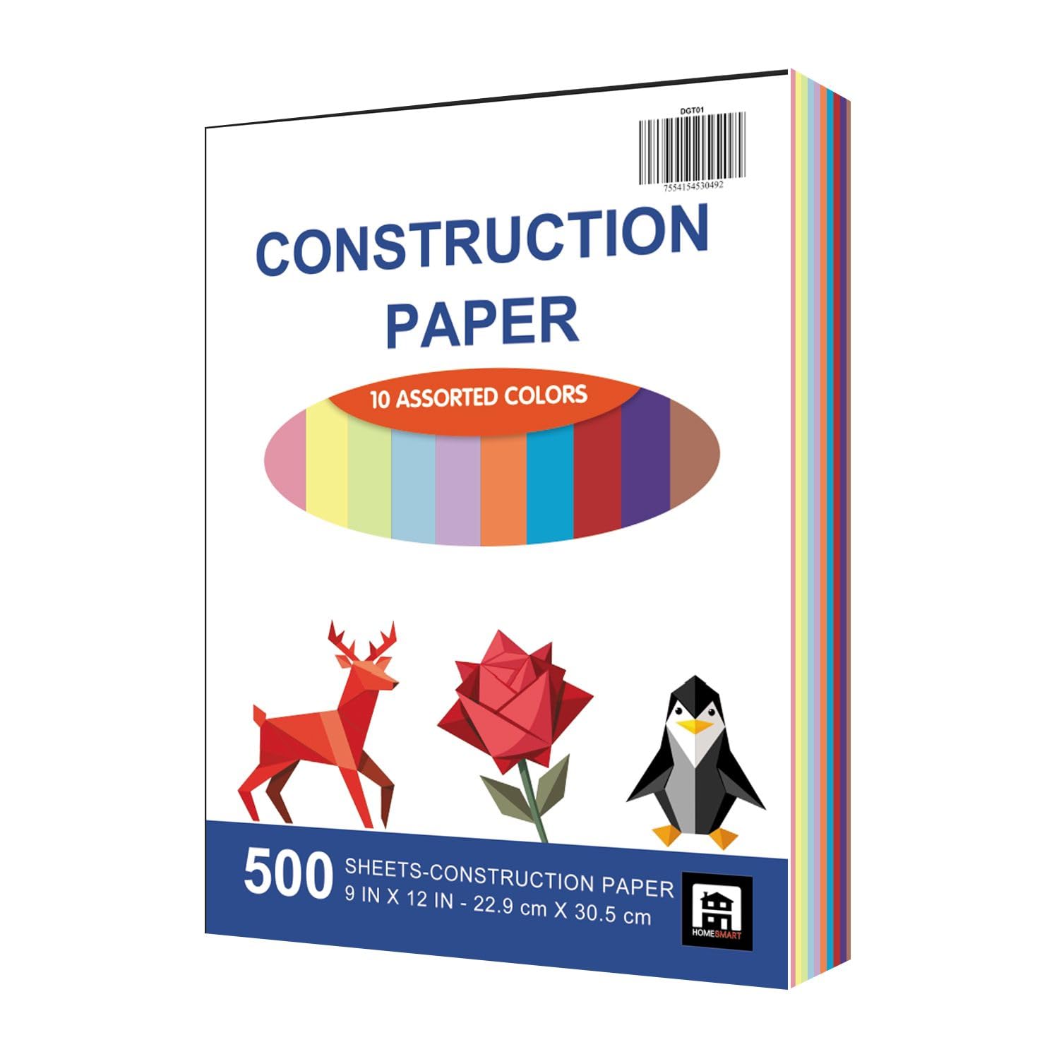 Home Smart Construction Paper Pack of 500 Sheets with 10 Assorted ...