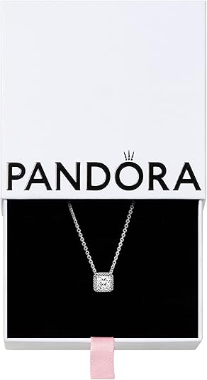 Amazon.com: PANDORA Square Sparkle Halo Necklace - Gift for Her ...