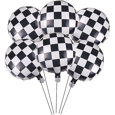 Amazon.com: Checkerboard Balloon Aluminum Foil Balloon Black White ...