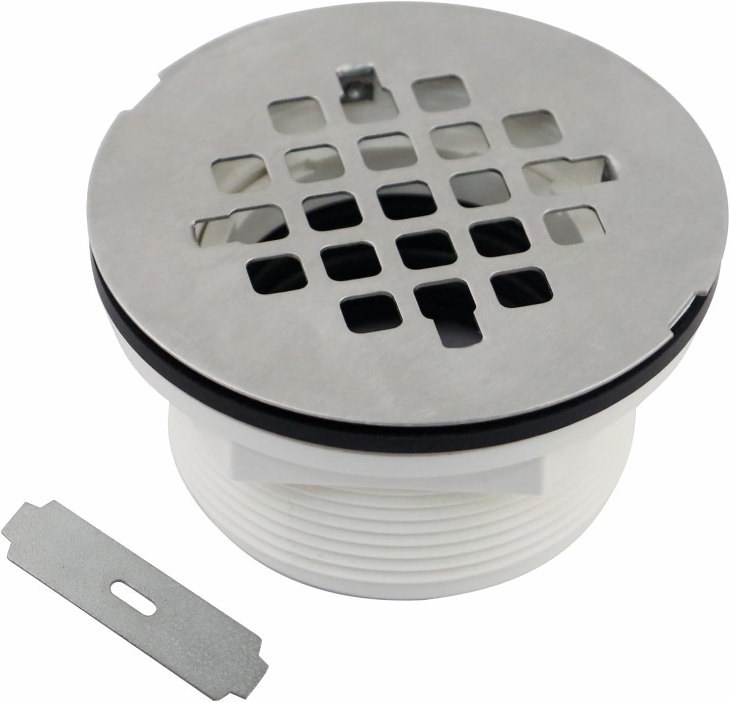 Brushed No Caulk Shower Drain, Welsan PVC Compression Shower Floor ...
