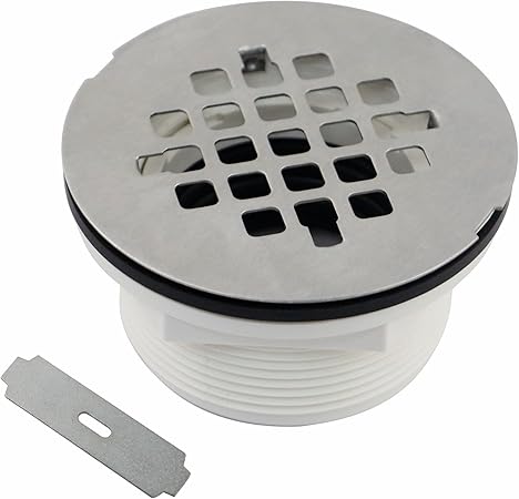Brushed No Caulk Shower Drain, Welsan PVC Compression Shower Floor ...