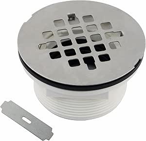 Brushed No Caulk Shower Drain, Welsan PVC Compression Shower Floor ...