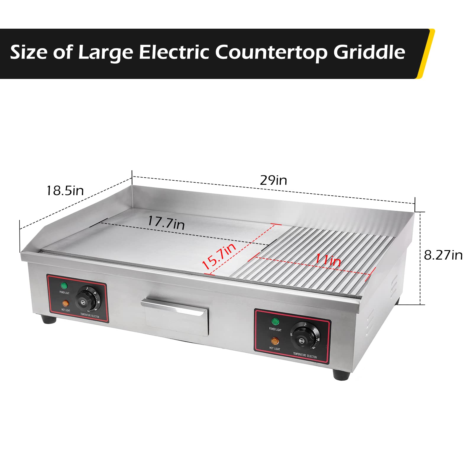 Dyna-Living Commercial Electric Griddle 29'' Flat Top Grill Countertop ...