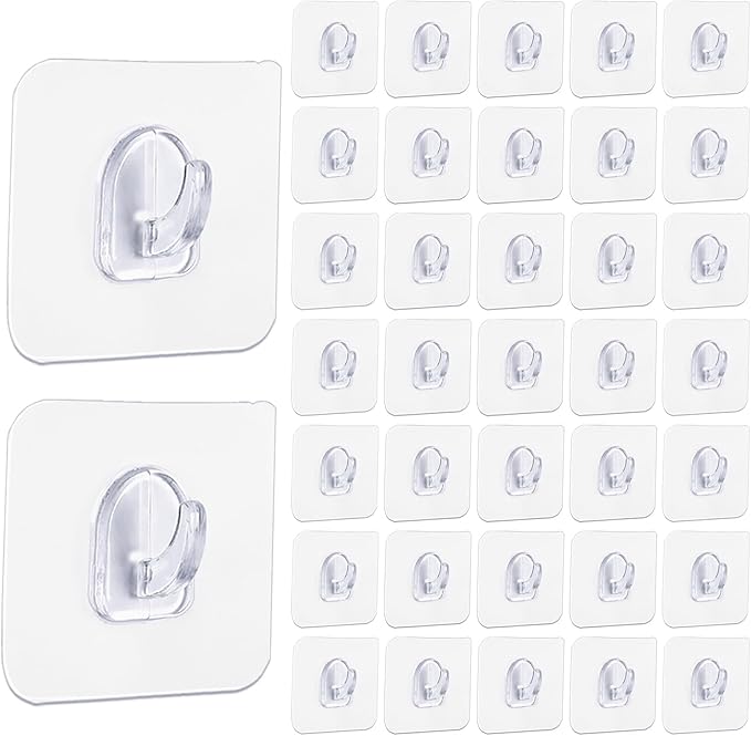 Amazon.com: 40 Pack Clear Wall Hooks, Command Small Plastic Adhesive ...