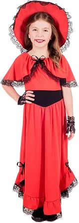 Amazon.com: fun shack Girls Southern Bell Costume Red Dress Colonial ...