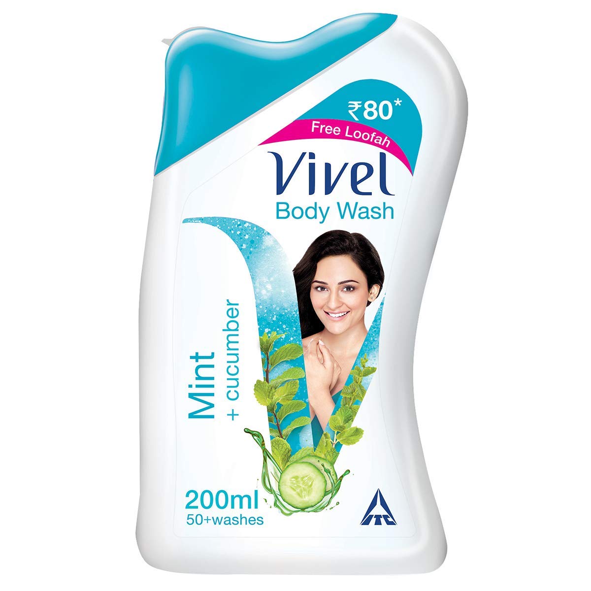 Vivel Body Wash, Mint and Cucumber, 200ml with free vivel Loofah ...