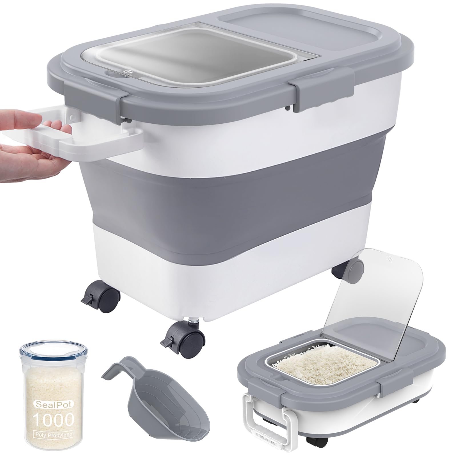 Rice Storage HOYTAMDA Collapsible Airtight Food Storage Container With ...