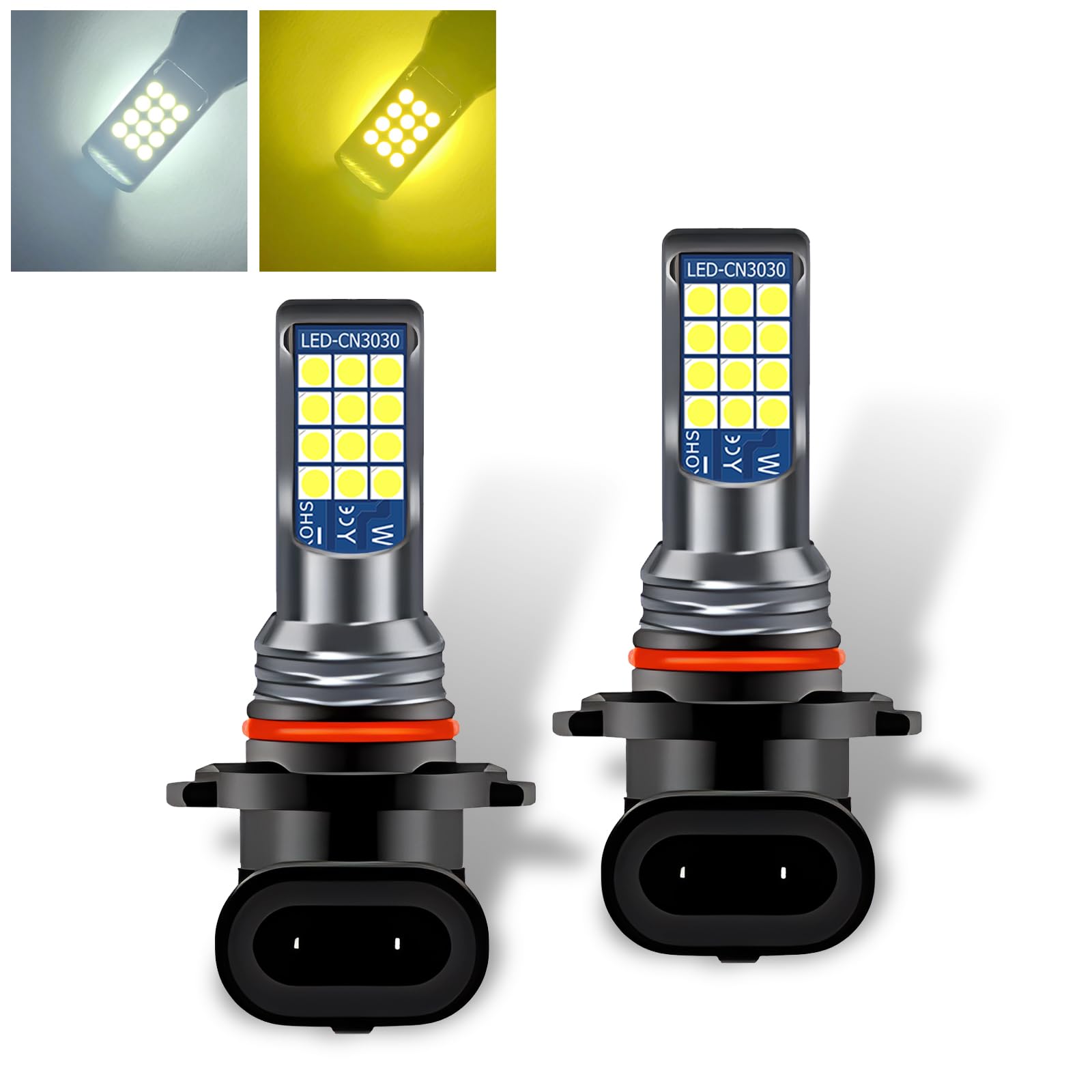 Amazon.com: Flygun 2 PCS Car 9005 LED Fog Light, Double-color Flash ...