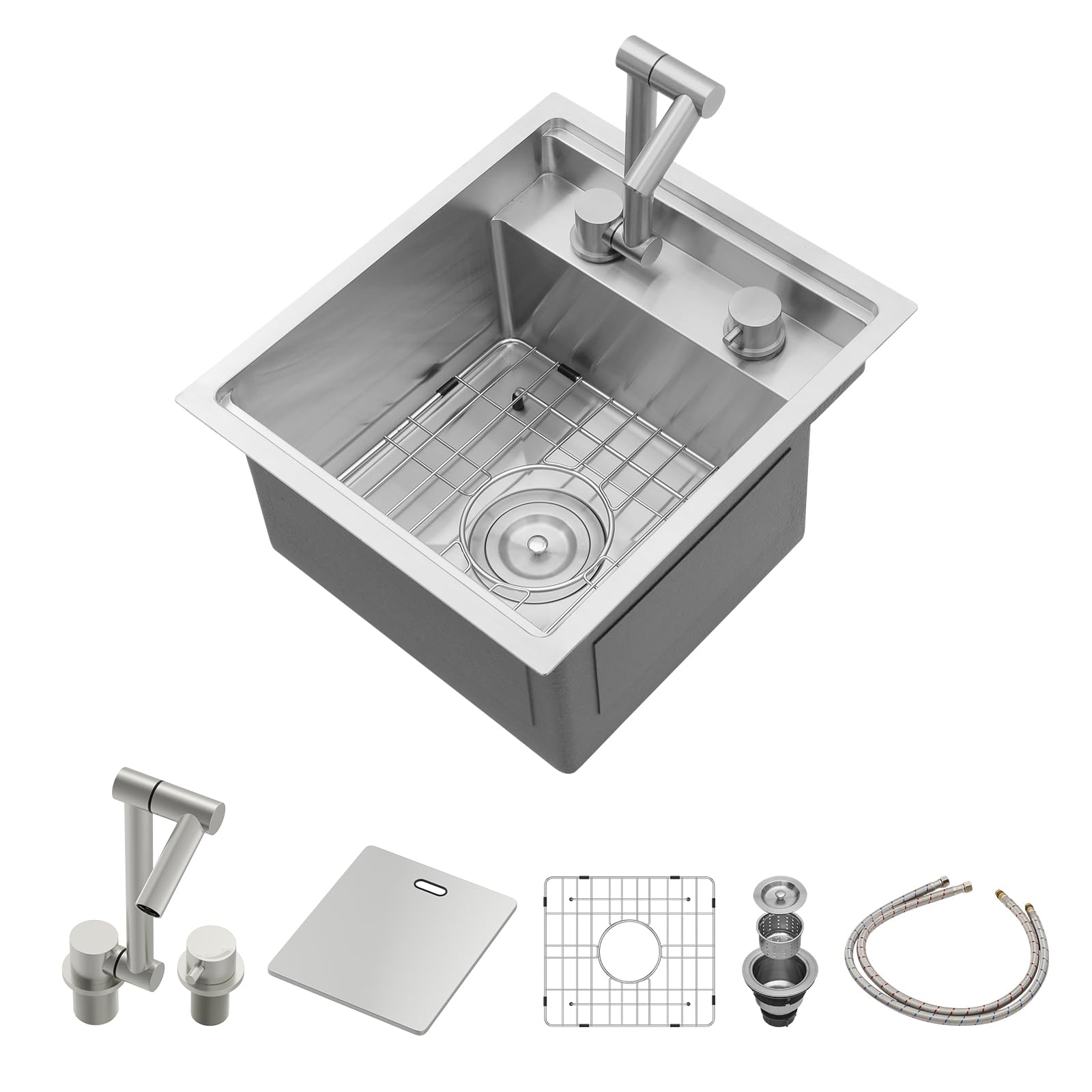 RV Kitchen Sink with Faucet Foldable - Lordear 15" x 17" Bar Prep Sink ...