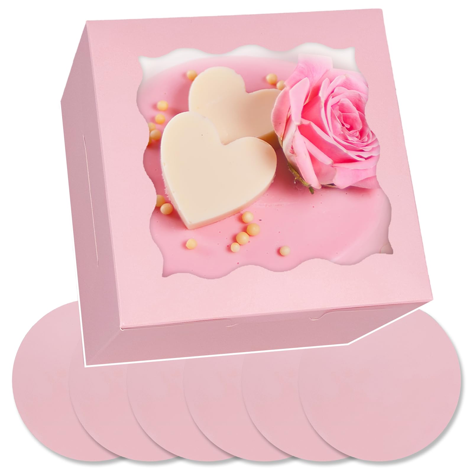 Amazon.com: Bakepacker 36pcs 6x6x5 Inches Cake Boxes with Window 18 ...