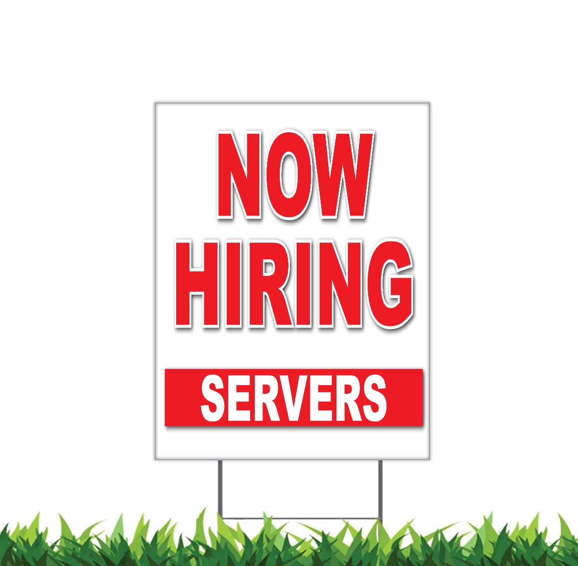 Amazon.com: Moonlight4225 Now Hiring Servers 18x12 Vertical Yard Sign ...