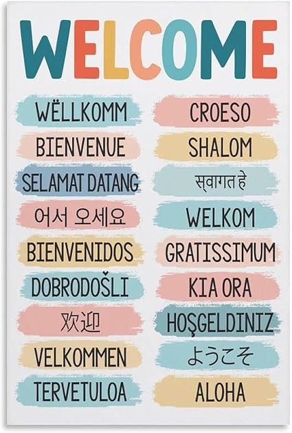 Amazon.com: GOUEH Multi-Language Welcome Sign Office Wall Art Classroom ...