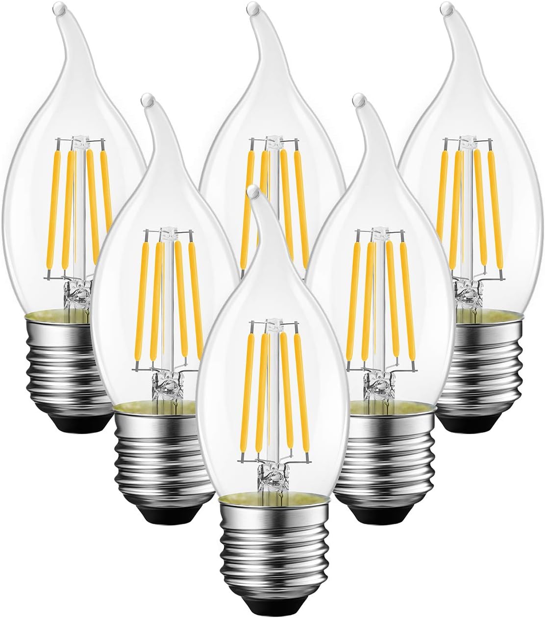Amazon.com: ANWIO C35/CA11 Flame Tip Chandelier Light Bulbs, LED ...
