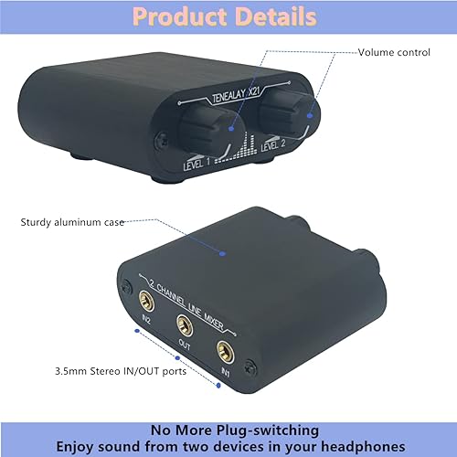 Snapklik.com : TENEALAY 2 Way Audio Mixer 3.5mm Un-powered Mixer