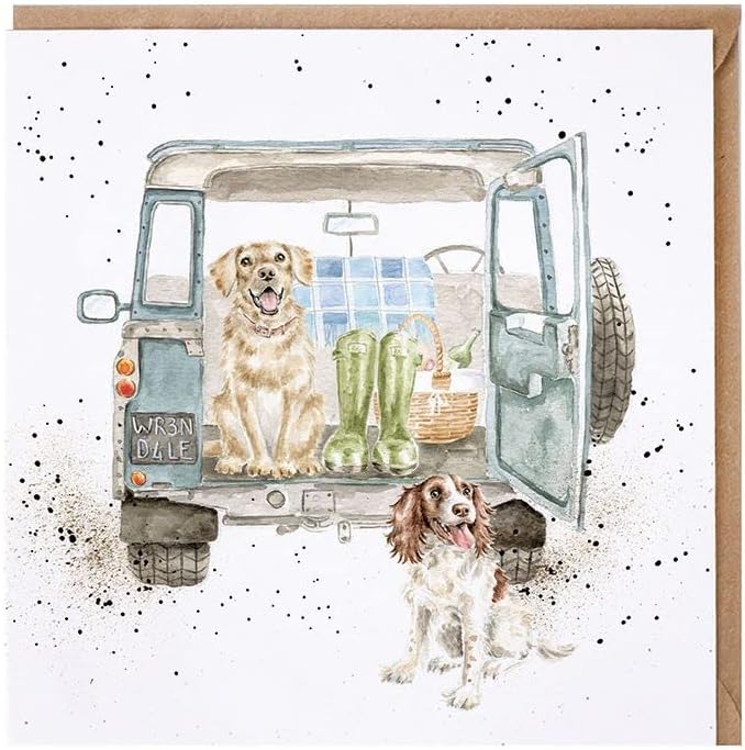 Labrador and Spaniel Birthday Card – Dog Picnic Wrendale Blank Greeting ...