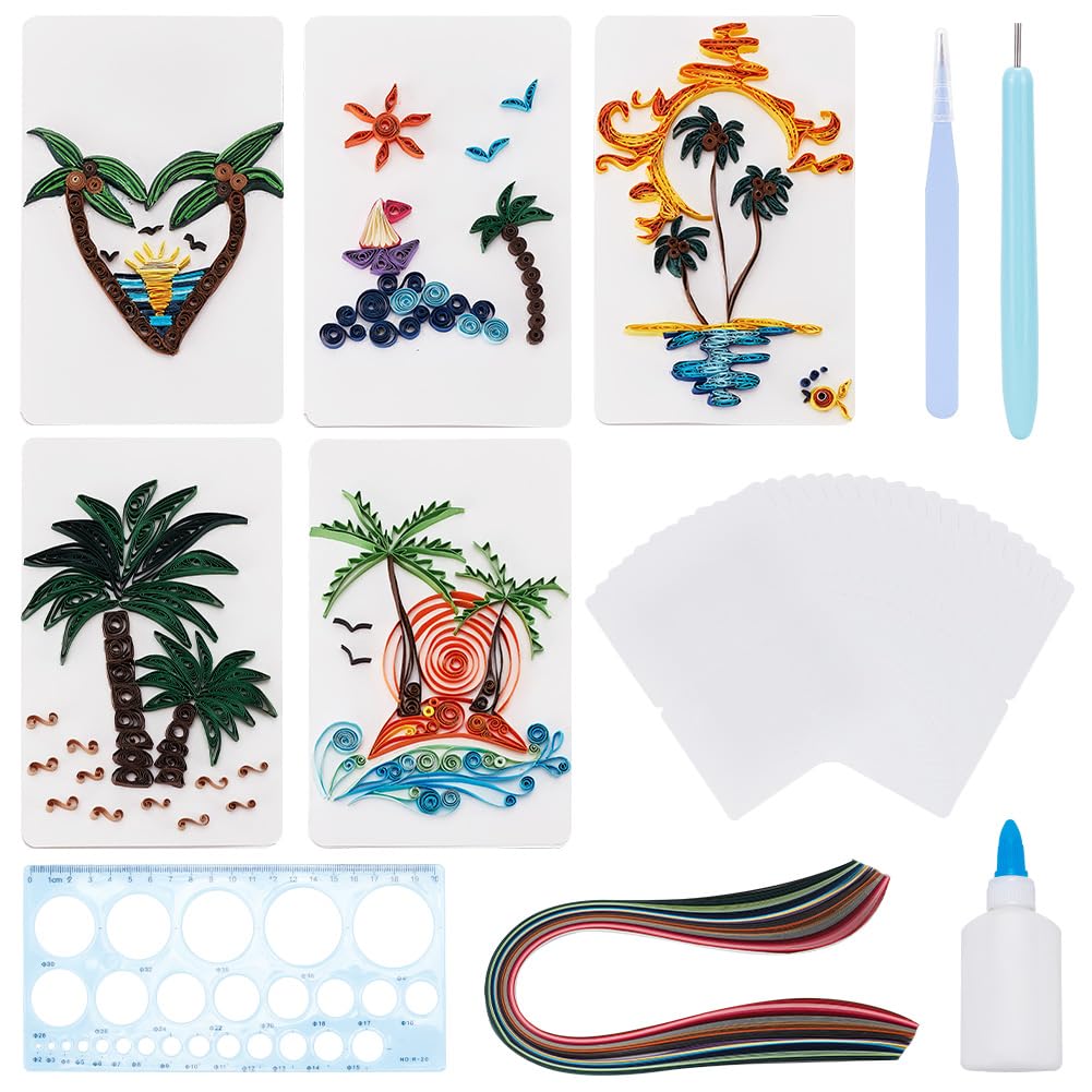 Amazon.com: WEBEEDY Paper Quilling Kit 20 Sets DIY Coconut Tree Paper ...