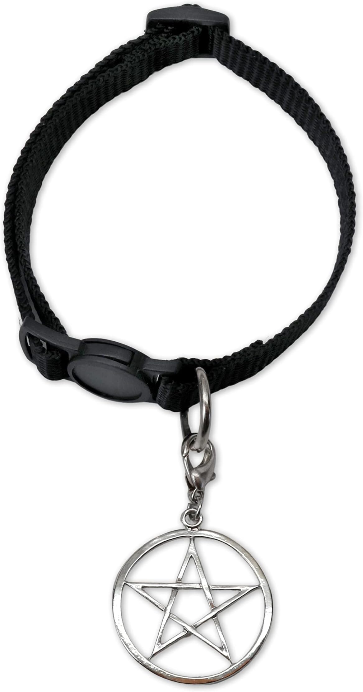 Pet Supplies : Black Cat Collar with Wiccan Pagan Pentacle Silver ...
