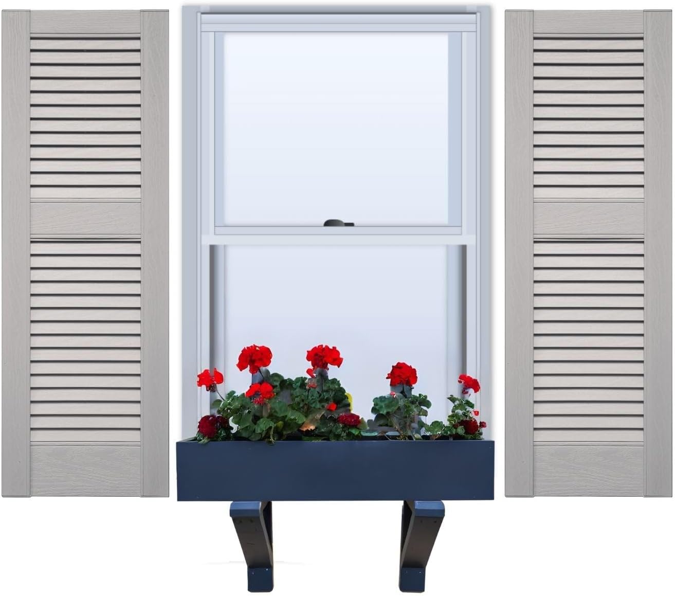 Amazon.com: Vinyl | Louvered Exterior Shutters | 18" Width | Straight ...