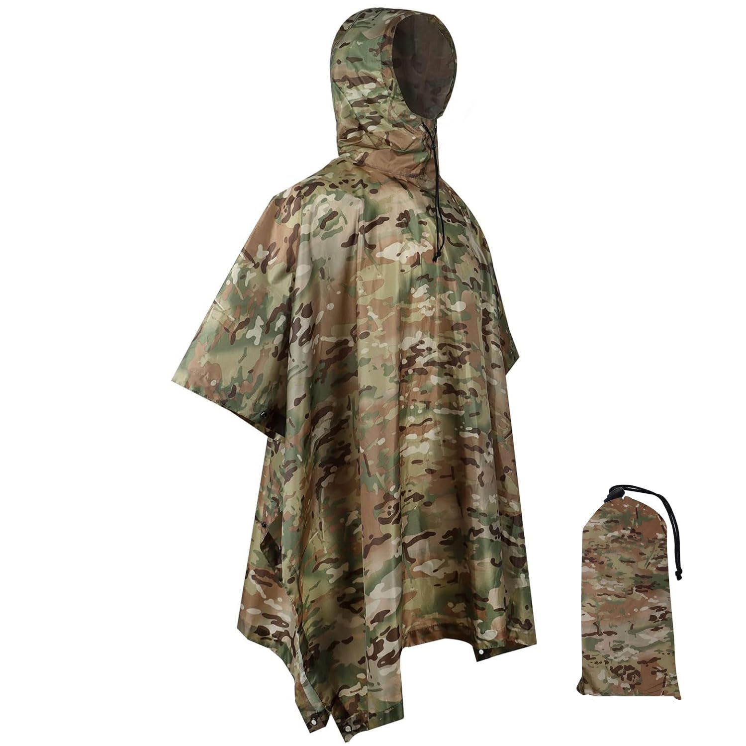 Snapklik.com : Military Style Poncho Multi Use Rip-Stop Camouflage Raincoat