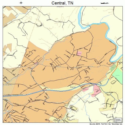 Amazon.com: Large Street & Road Map of Central, Tennessee TN - Printed ...