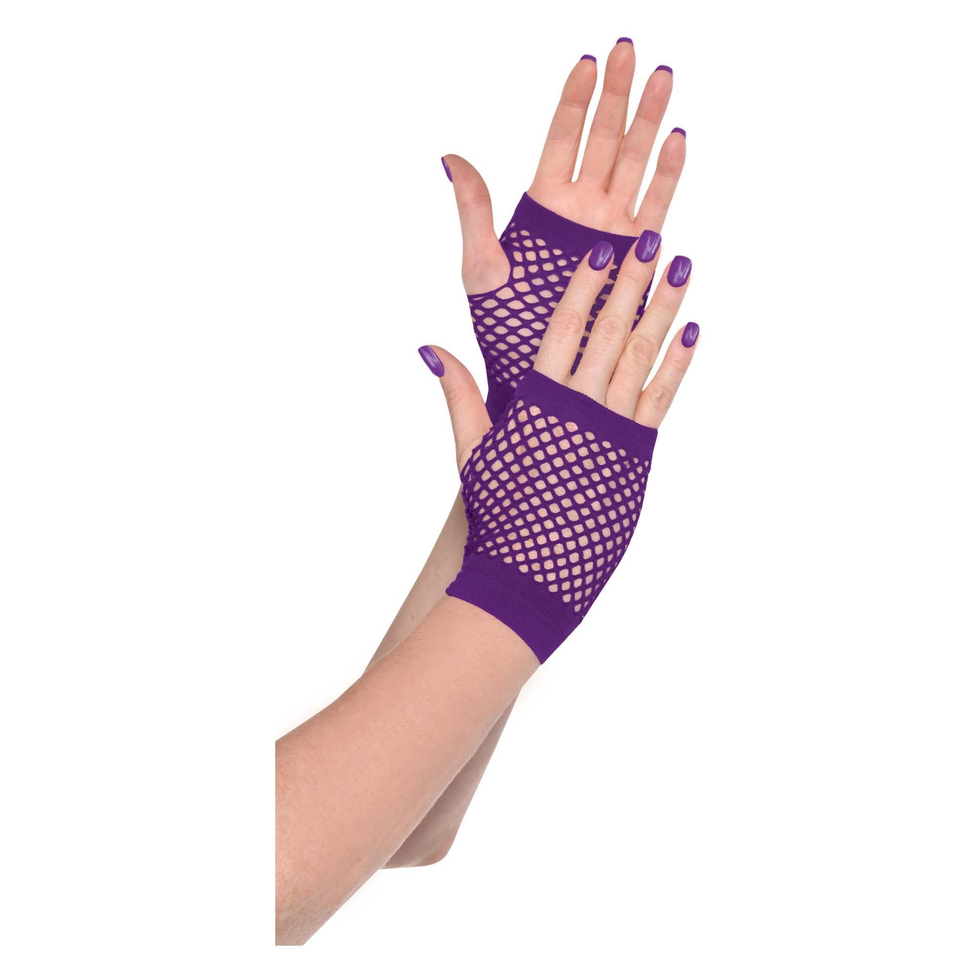 Amazon.com: Amscan Short Fishnet Gloves, Party Accessory, Purple ...