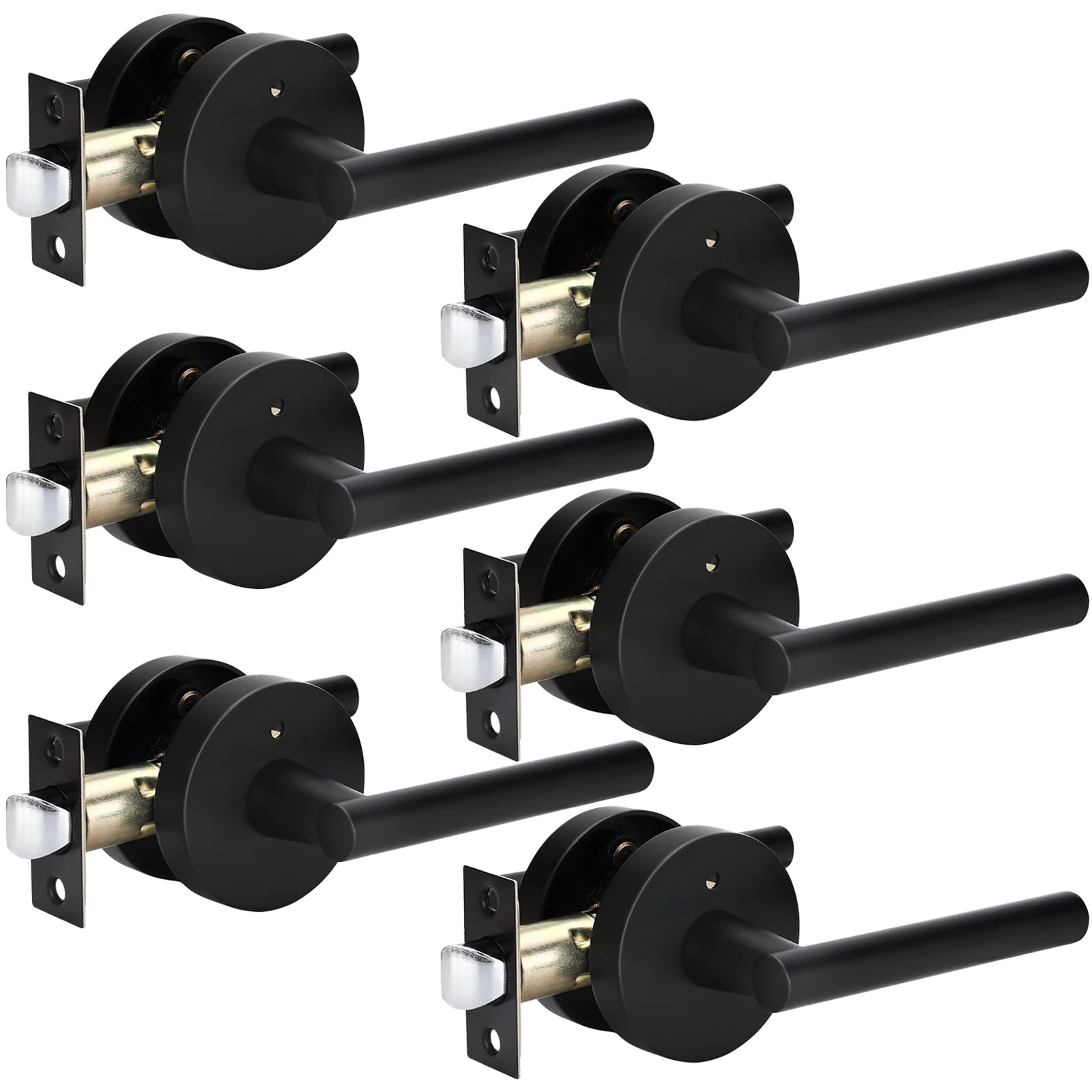 Haidms 6 Packs Matte Black Heavy Duty Door Handle Interior,Privacy Door ...