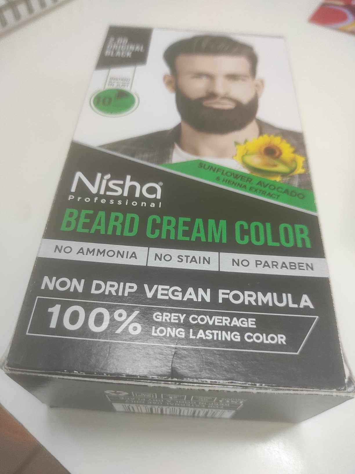 Nisha Beard Colour For Men, Brown Black, 100% Grey Coverage, No Ammonia ...