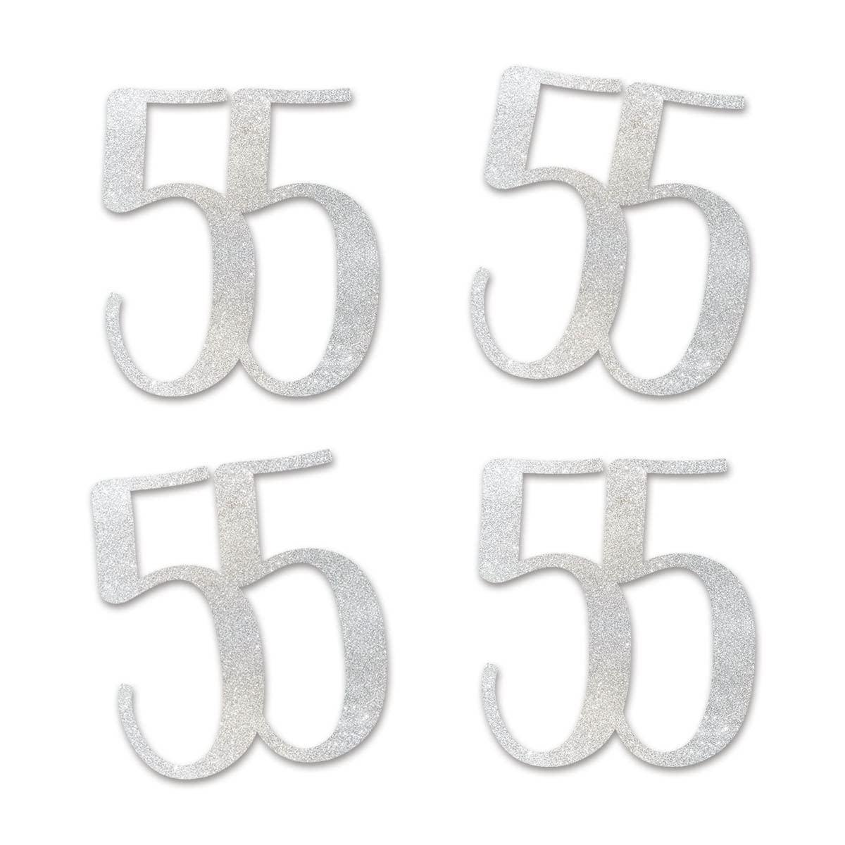 Amazon.com: Silver Glitter 55 Cut-Out Numbers, 55th Birthday Party ...