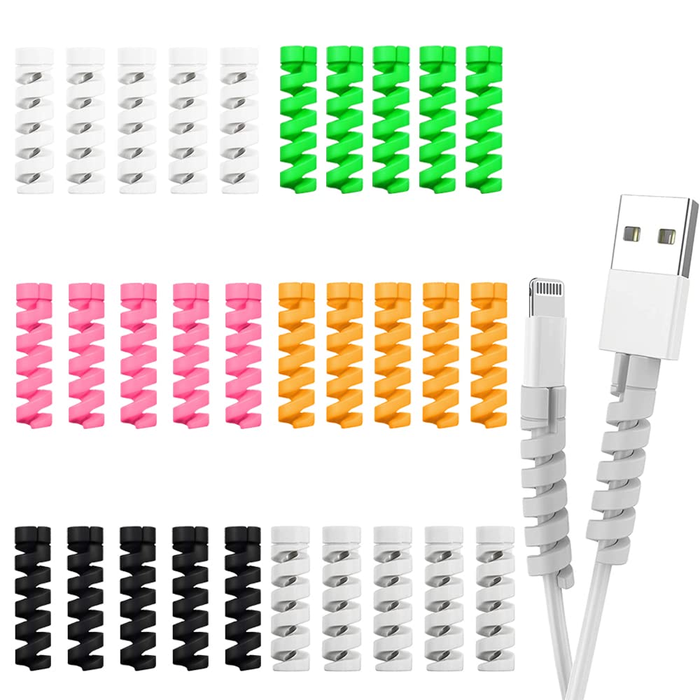 Protector de Cable de Cargador de Silicona 30 Piezas, Diseño Espiral ...