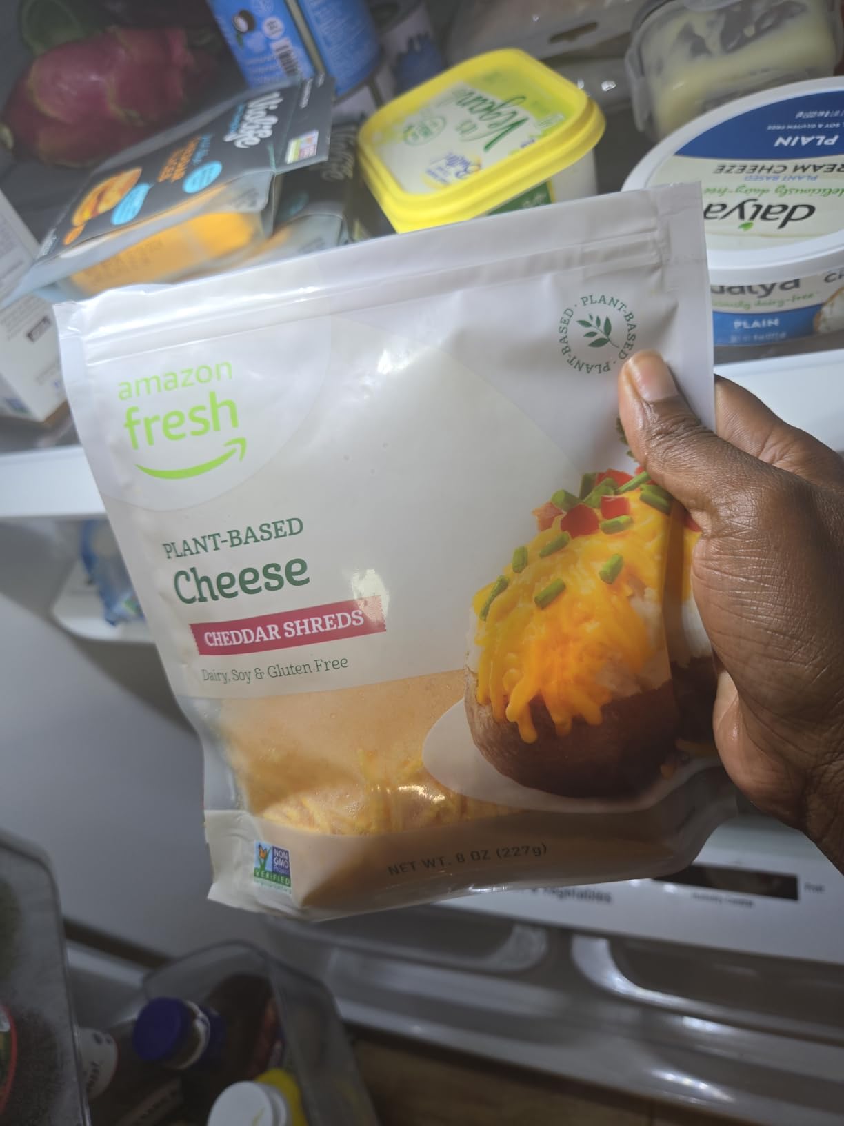Amazon.com: Amazon Fresh, Plant Based Shredded Cheddar Cheese, 8 Oz ...